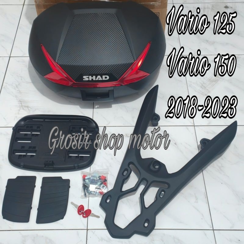 Jual Paketan Box shad sh47 mika merah Plus Dudukan box Vario 150 Vario ...