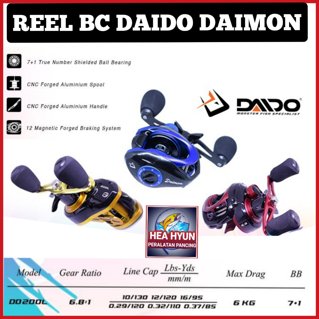 Jual REEL PANCING DAIDO DAIMON BAITCASTING BC 200L 7+1 BALL BEARING ...