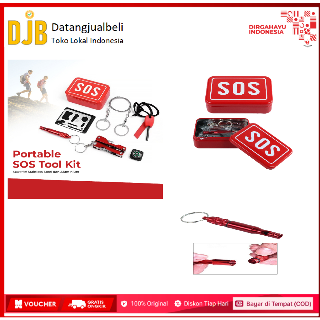 Jual Portable SOS Tool Kit Earthquake Emergency Outdoor Survival - JT21 ...