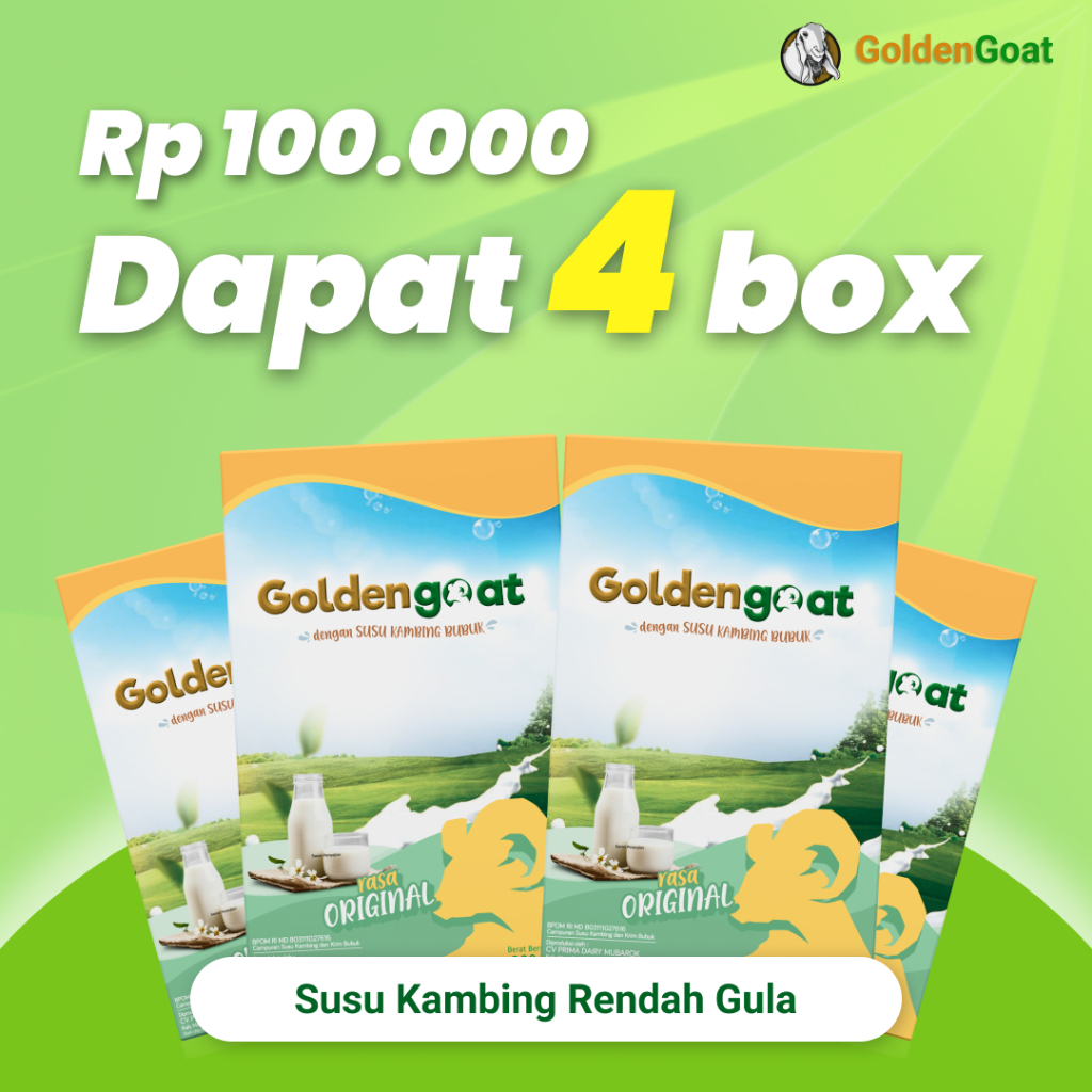 Jual 4 BOX GOLDENGOAT SUSU KAMBING ETAWA BUBUK ORIGINAL MURAH ATASI NYERI SENDI LUTUT TULANG ...