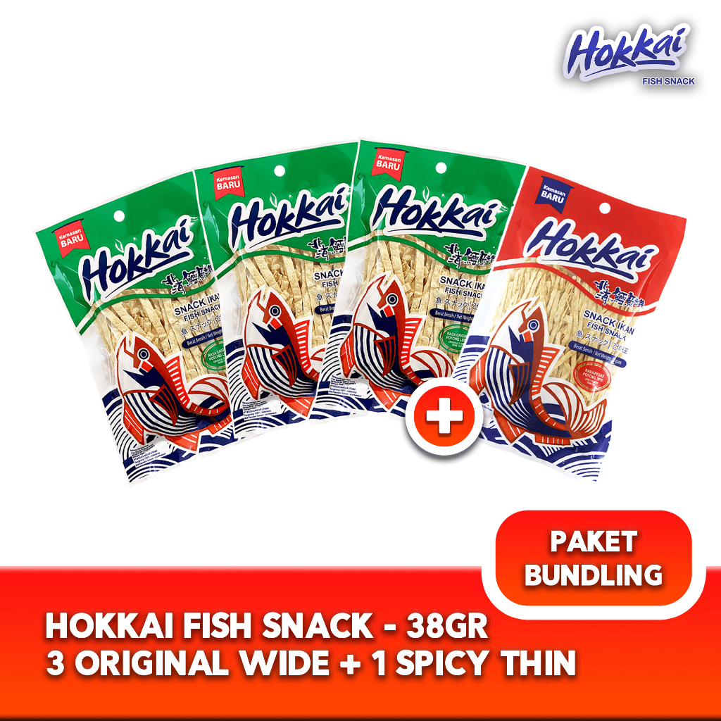 Jual Hokkai Fish Snack 3 Original Wide 38 Gram - 1 Spicy Thin 38 Gram ...