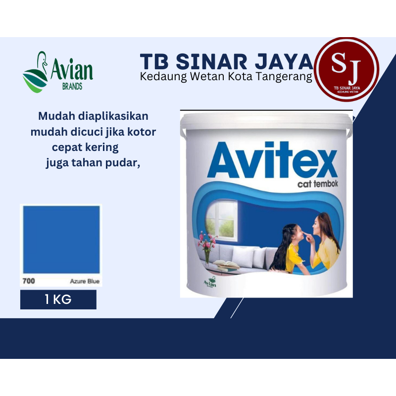 Jual Cat AVITEX 1KG Cat Tembok dan Plafon - 700 Azure Blue | Shopee ...