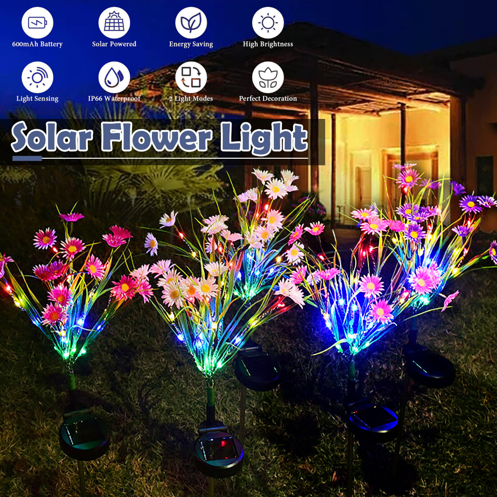 Jual 1/2PCS Lampu Taman LED Bunga Daisy Tenaga Surya Hias / Lampu Taman ...