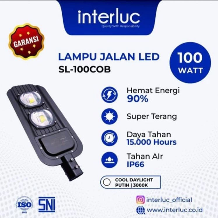 Jual Lampu PJU LED INTERLUC COB 100W Lampu Jalan LED PJU - IT-SL-100COB ...