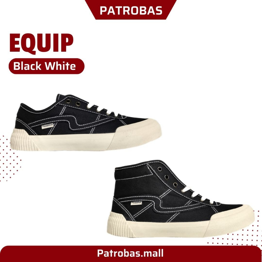 Jual PATROBAS Equip Low High Black White Sepatu Sneakers Casual Hitam ...