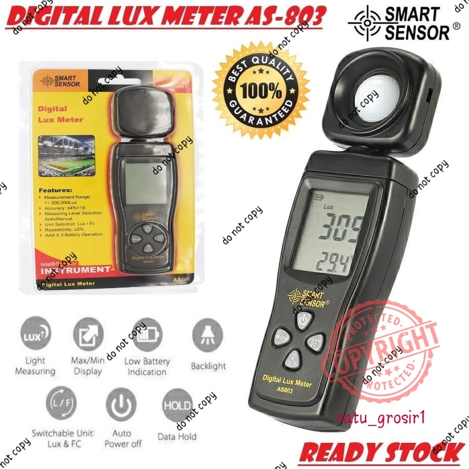 Jual Lux Meter AS803 Smart Sensor Digital Lux Meter Alat Ukur Intensitas Cahaya AS803 | Shopee ...