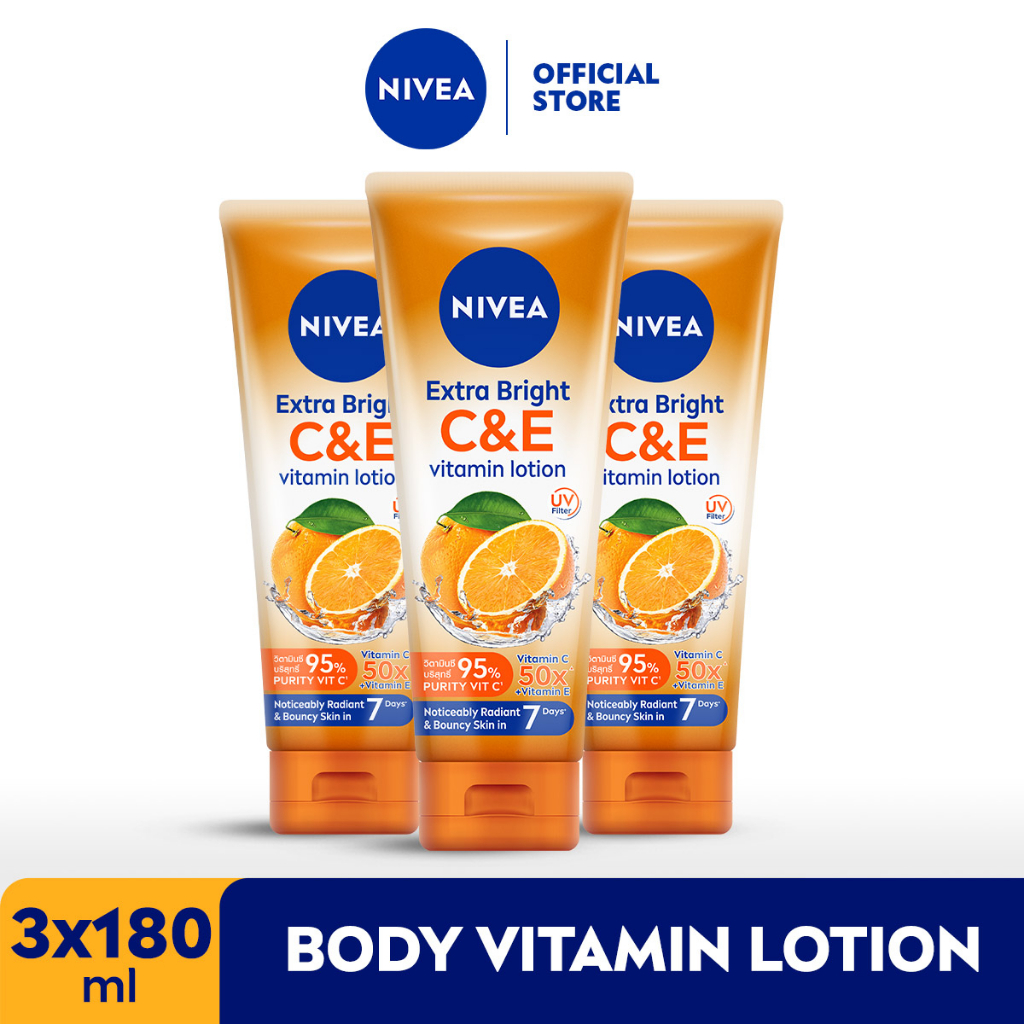 Jual NIVEA Extra Bright Vitamin Lotion C&E 180mL 3x | Shopee Indonesia