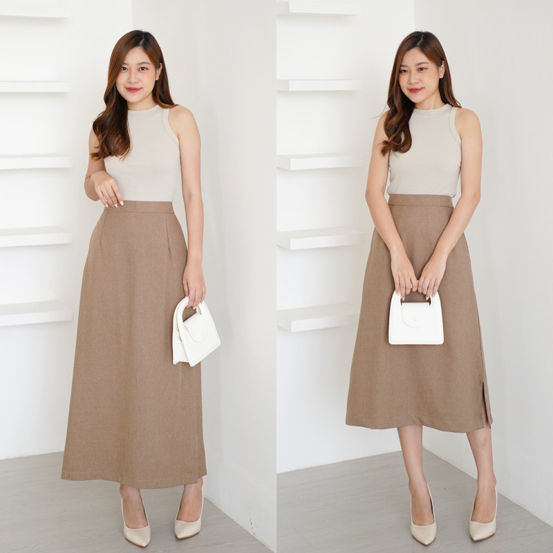 Jual MONELLY - Sera Skirt (Rok Midi Korea | Korean Floral Skirt | Long ...