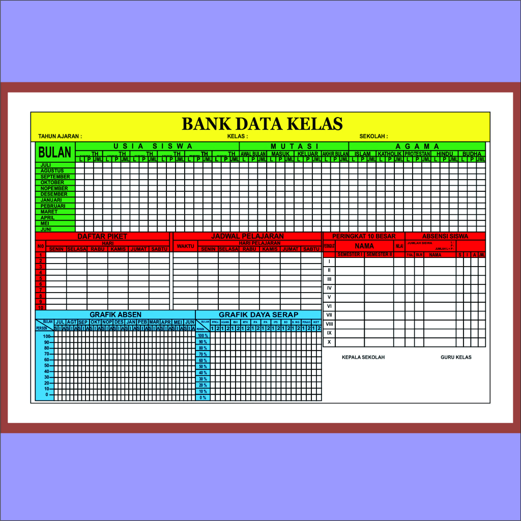 Jual Papan Data Bank Data Kelas sekolah atau kantor custom | Shopee ...