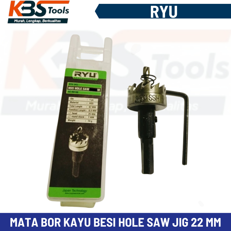 Jual RYU Mata Bor Besi Kayu 22 mm - Hole Saw Jig Mata Bor Lubang 22mm ...