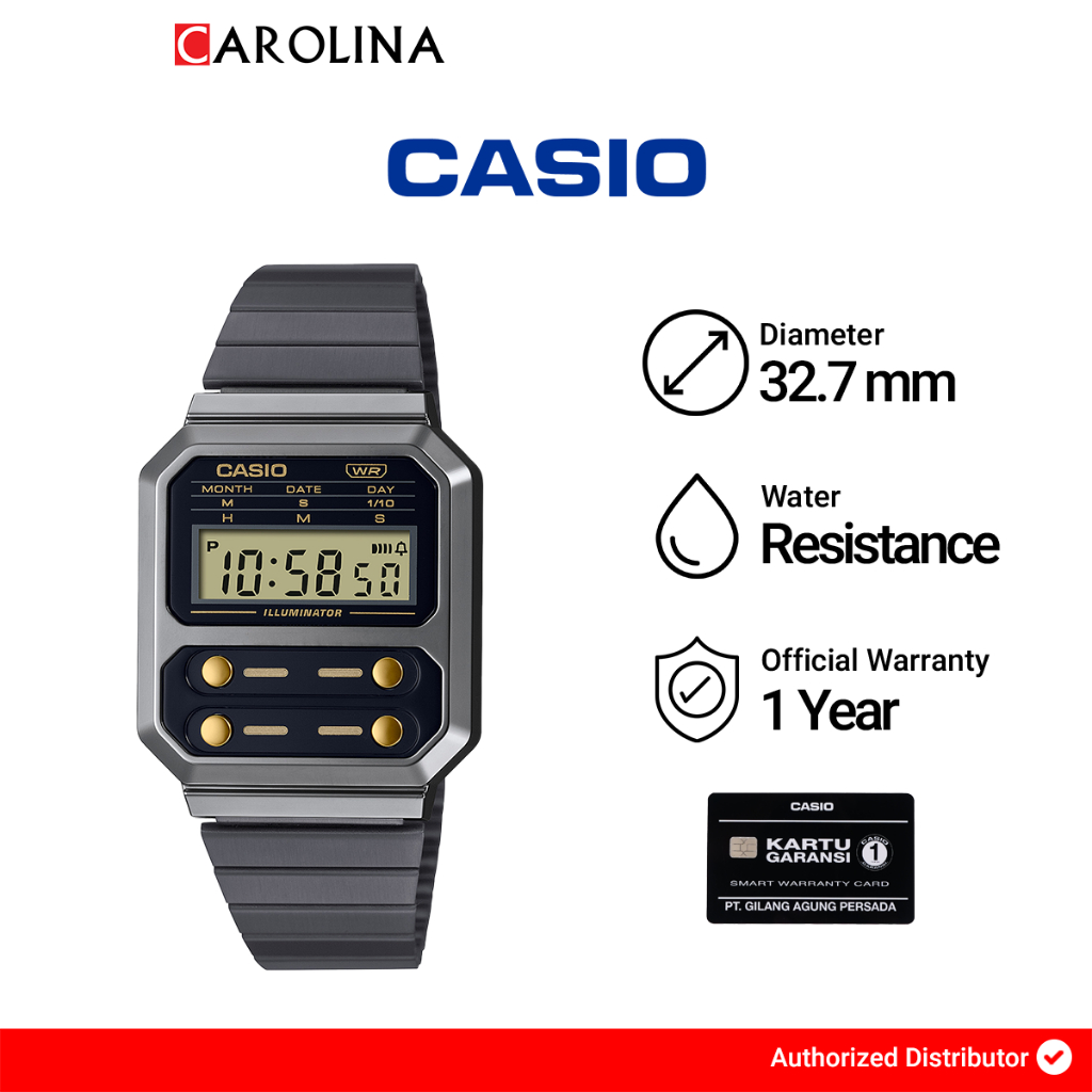 Jual Jam Tangan Pria CASIO A100WEGG-1A2 Illuminator Vintage Black ...