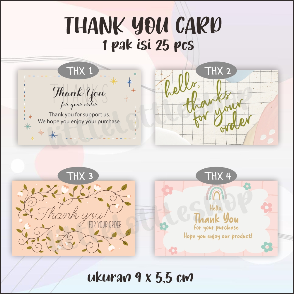 Jual Thank You Card Online Shop Kartu Thanks Thx Ucapan Terima Kasih ...