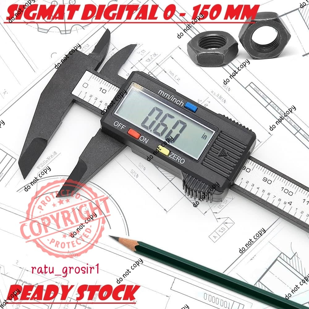 Jual Jangka Sorong Digital Sigmat Sketmat Vernier Caliper Calliper Carbon 0.1 kaliper lcd meter ...