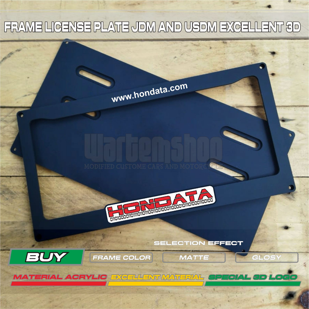 Jual FRAME LICENSE PLATE CUSTOME UNIVERSAL JDM AND USDM 3D HONDATA ...