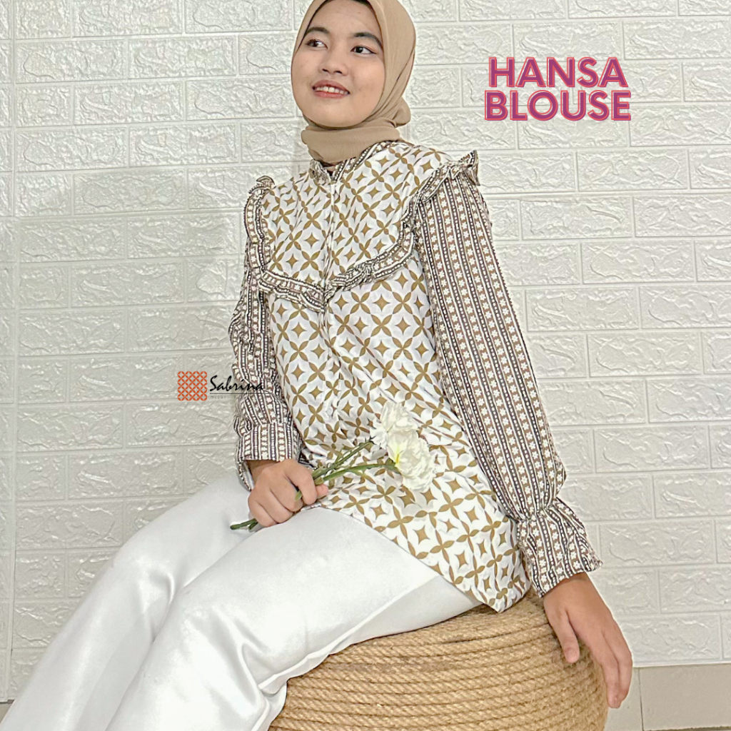 Jual HANSA BLOUSE Atasan Batik Kerja Kantor Wanita Modern Modis Katun ...