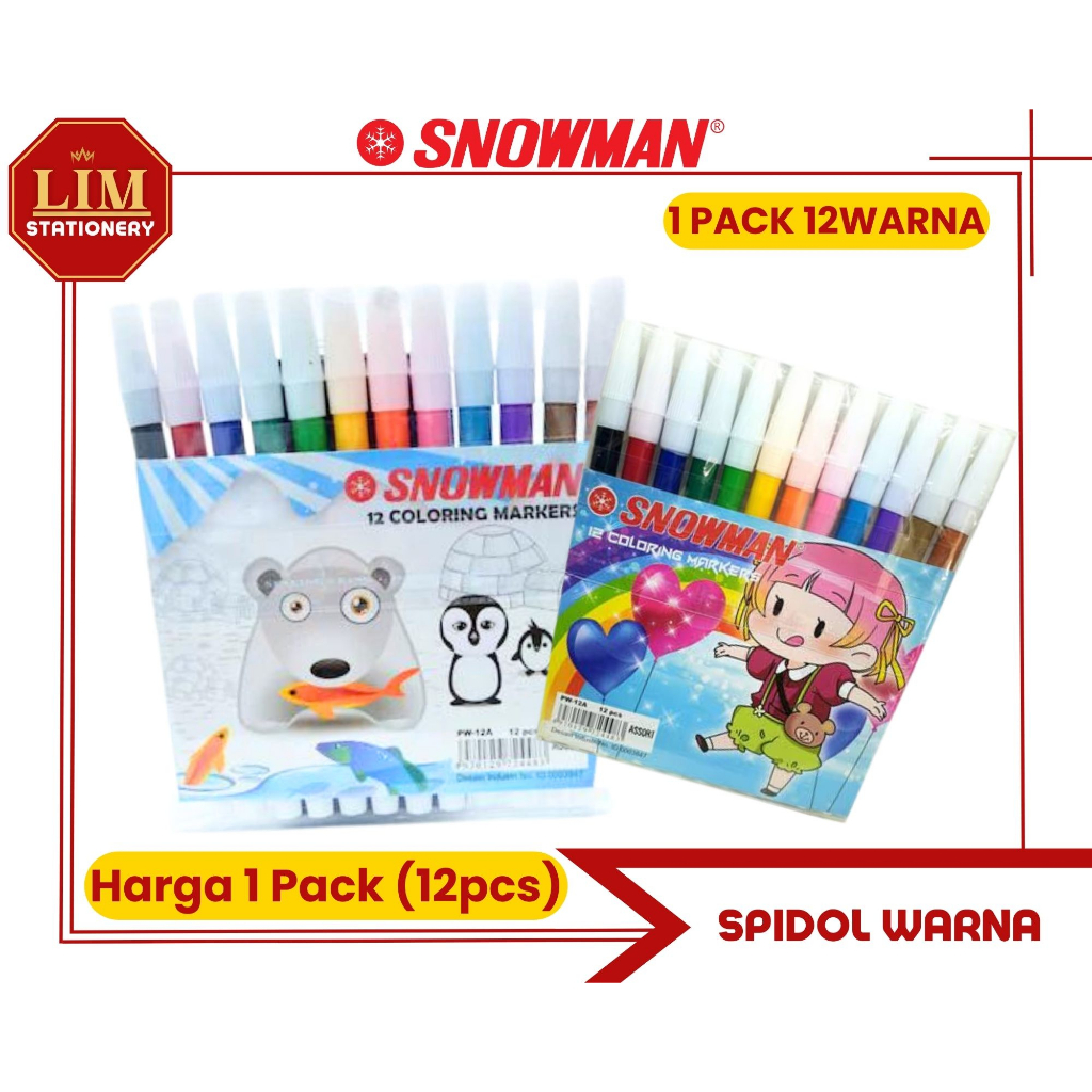 Jual SNOWMAN - Spidol 12 Warna | Shopee Indonesia
