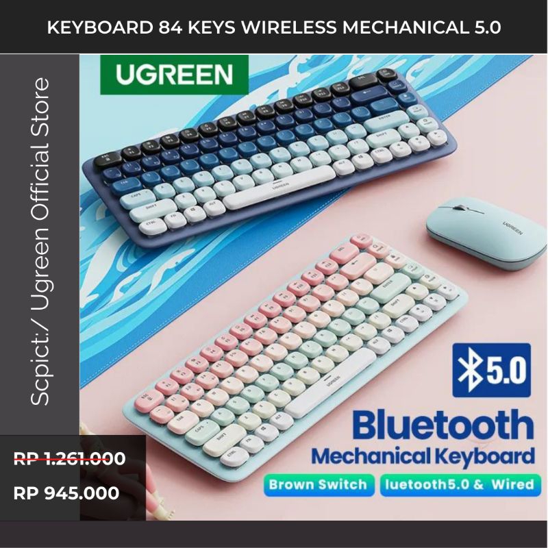 Jual Promo UGREEN Fun+Keyboard 84 Keys Wireless Mechanical Keyboard ...
