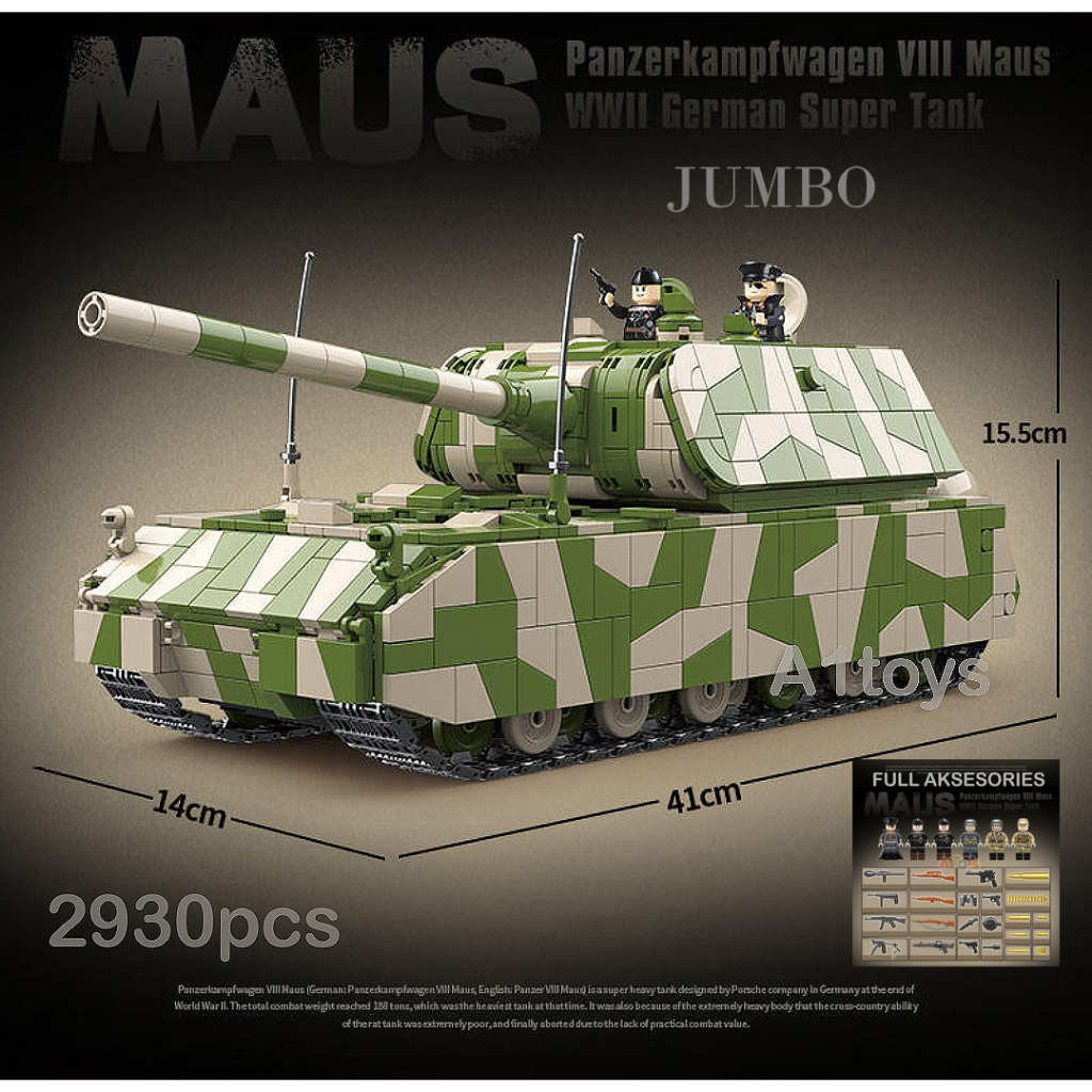 Jual Mainan Bricks WW2 Tank MAUS miniatur tank mainan tank | Shopee ...