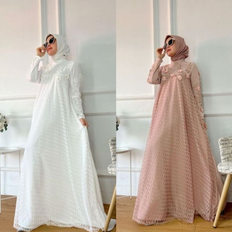 Jual ZALIFA - EID SERIES DRESS FLOWER | Shopee Indonesia