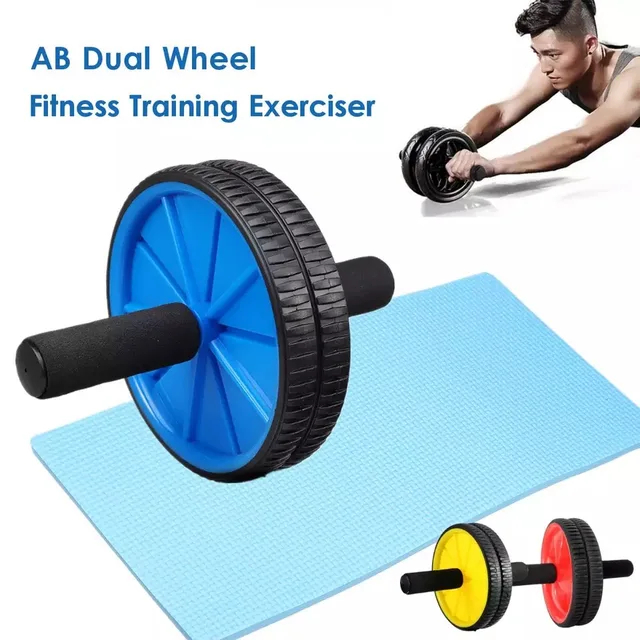 Jual Fitness Double Wheel Roller Gym Wheels Exercise AB Roller Roda ...