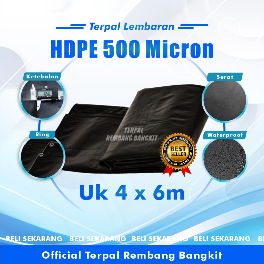 Jual Terpal Lembaran Hdpe Geomembran 500 Mikron ukuran 4m x 6m | Shopee ...