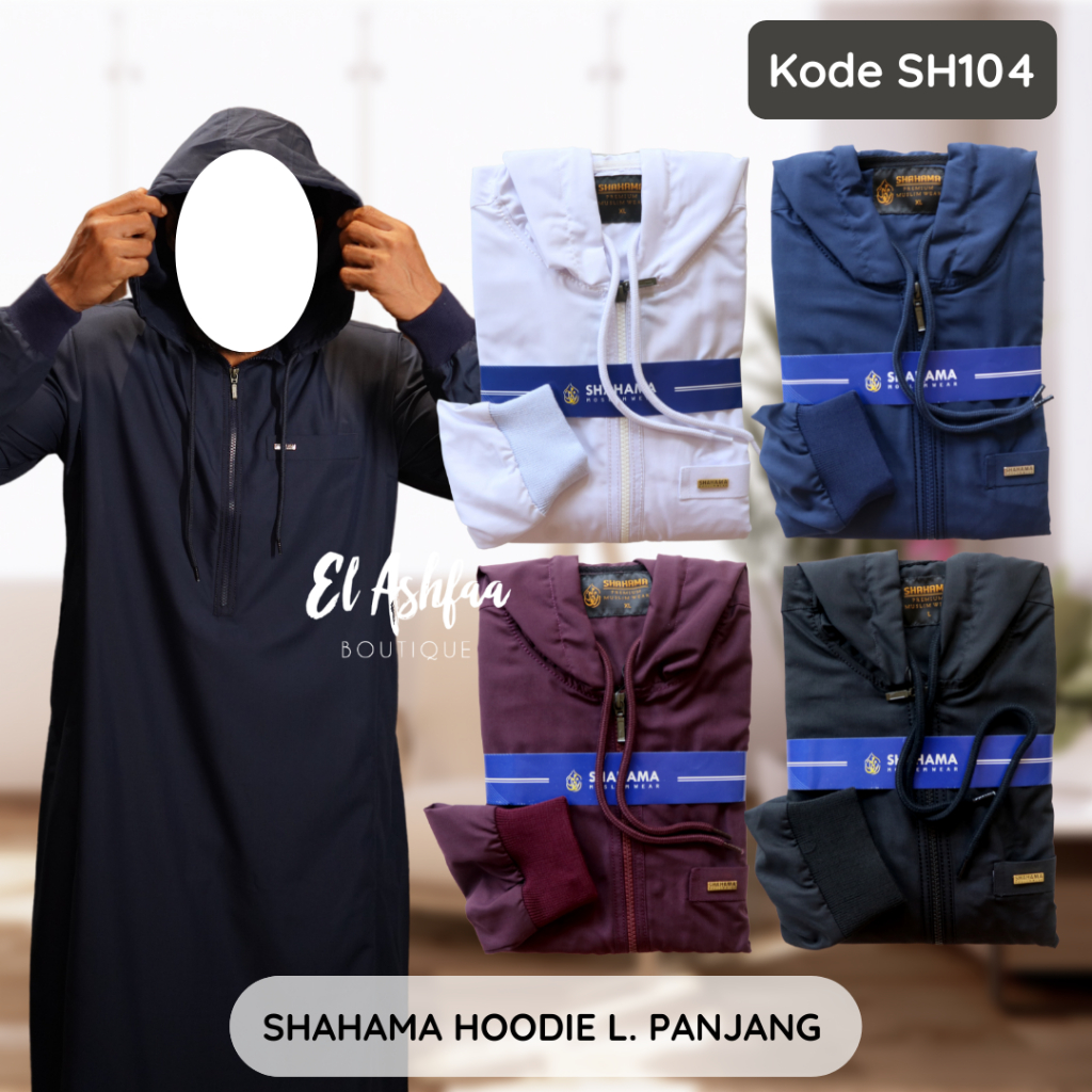 Jual Jubah Saudi | Gamis Pria | Shahama Kombinasi Hoodie Warna Lengan Panjang SH104- El Ashfaa ...