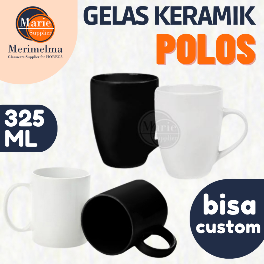 Jual 325 ML - GELAS KERAMIK HITAM POLOS COREL COATING / MUG KERAMIK ...