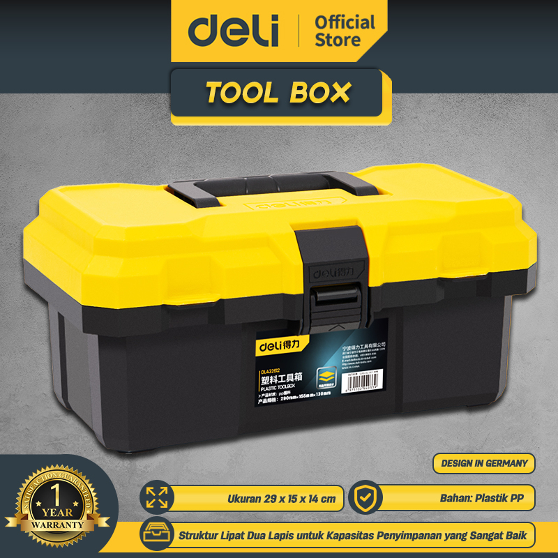Jual Deli Tool box / Kotak Perkakas Plastik 12" Kuat 2 Tingkat DL4326xx ...