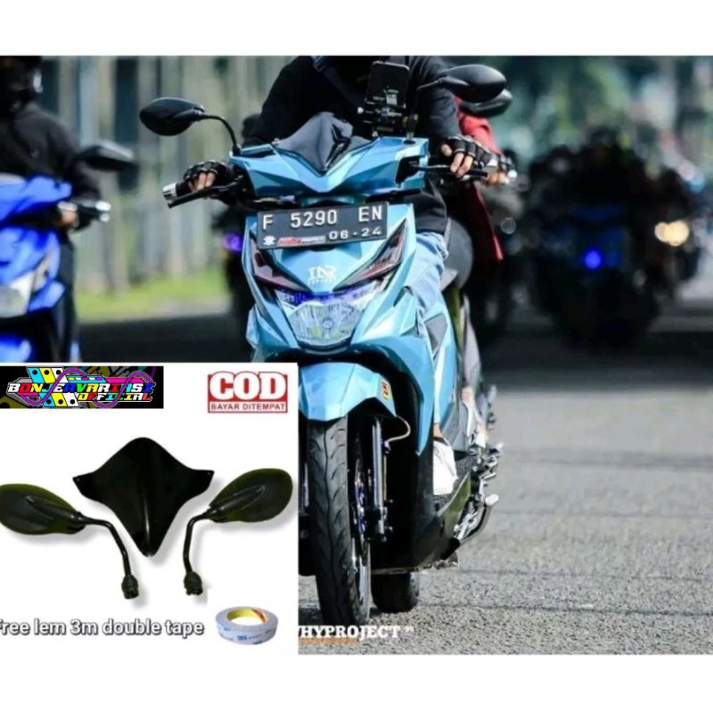 Jual Paket variasi visor plus kaca spion yamaha x1 pnp honda beat new ...
