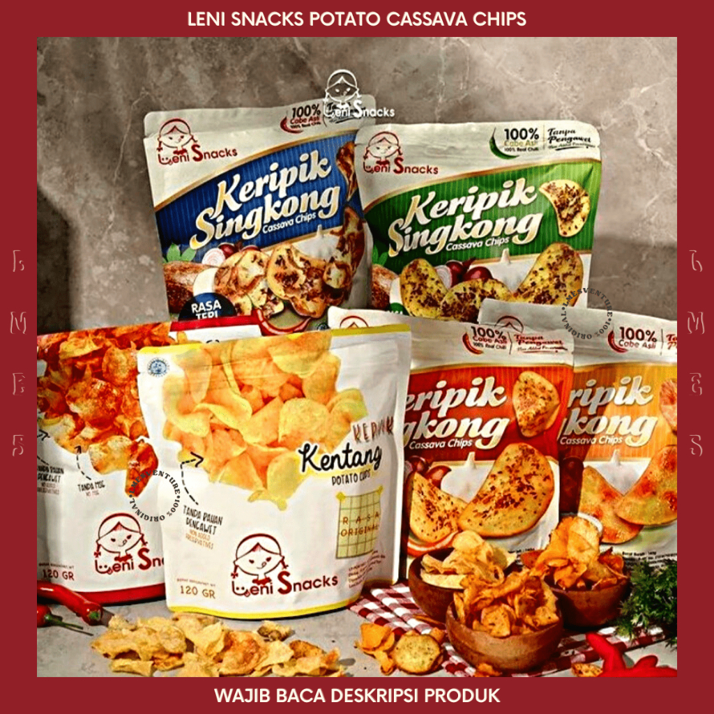 Jual [ LMES ] Keripik Kentang Singkong Leni Snacks Potato Cassava Chips Kentang Original ...
