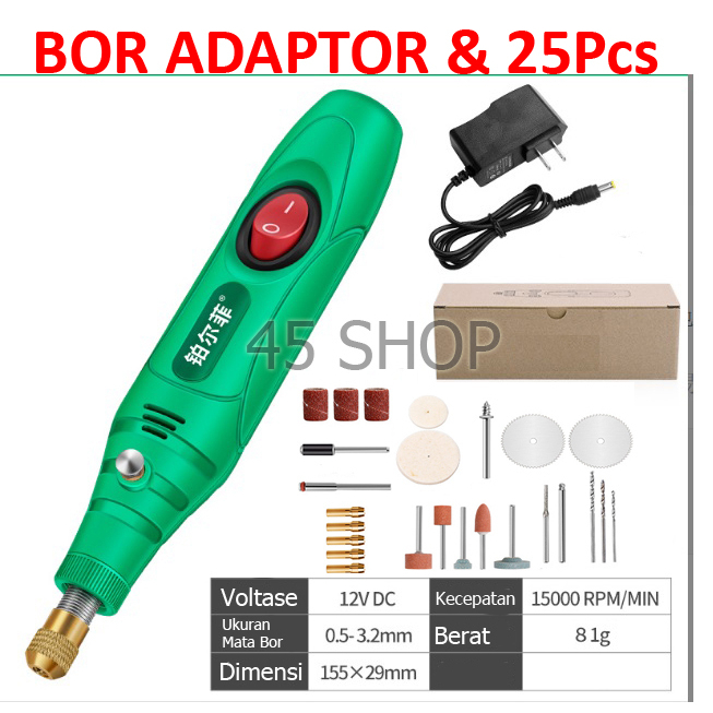 Jual Bor Mini 12V DC 15000 RPM Mini Drill Electric Engraver Grinder ...