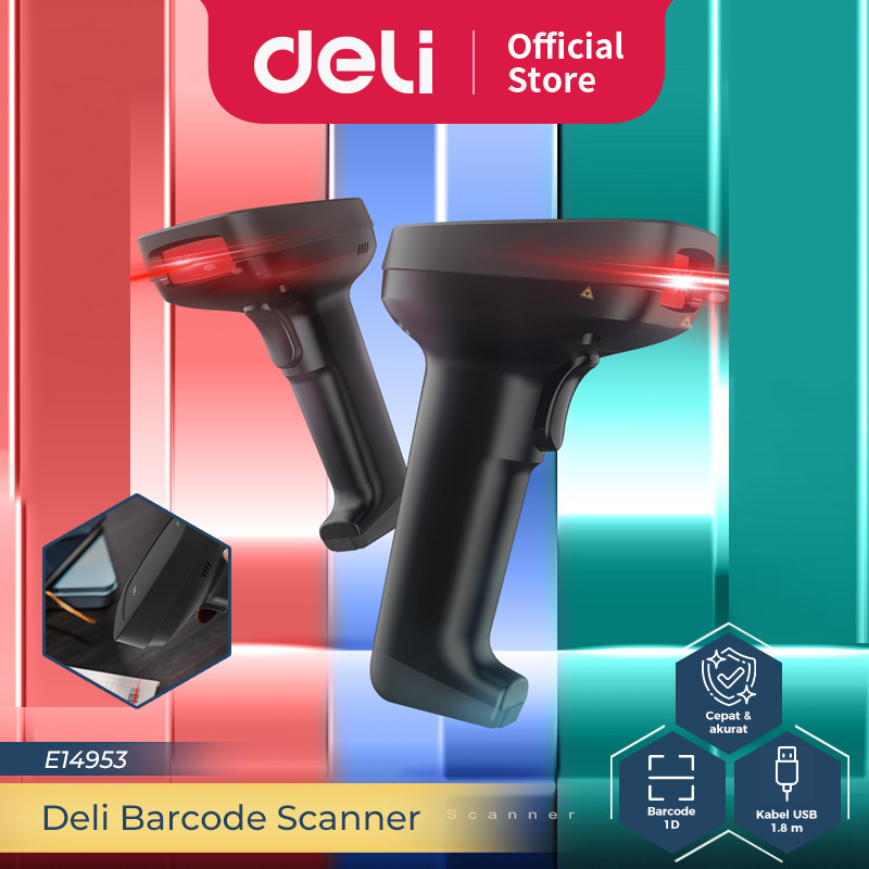 Jual Deli Barcode Scanner 1D USB Cable Handheld Pemindai Barcode Kabel USB Cepat Akurat Kokoh ...