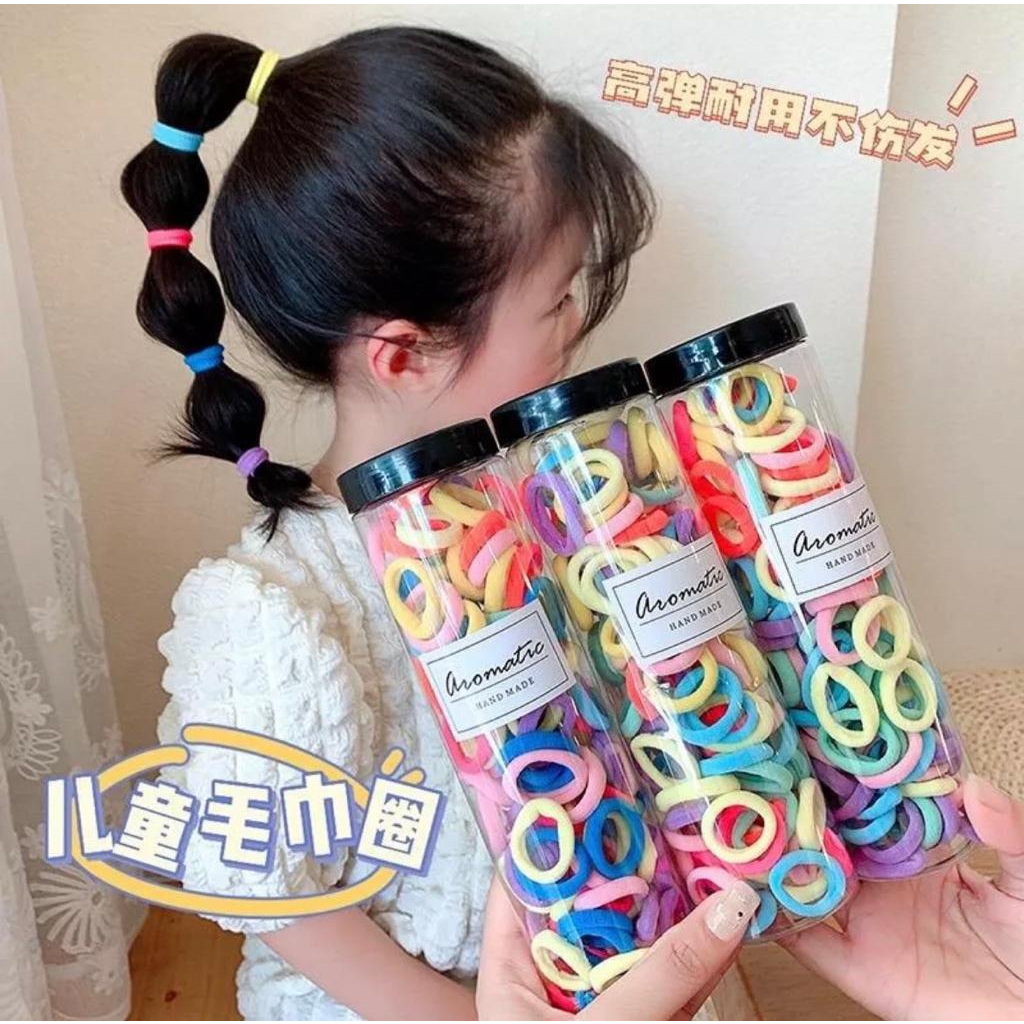 Jual Karet Rambut Donat 100 PCS + Toples / Ikat Rambut Wanita Karet ...