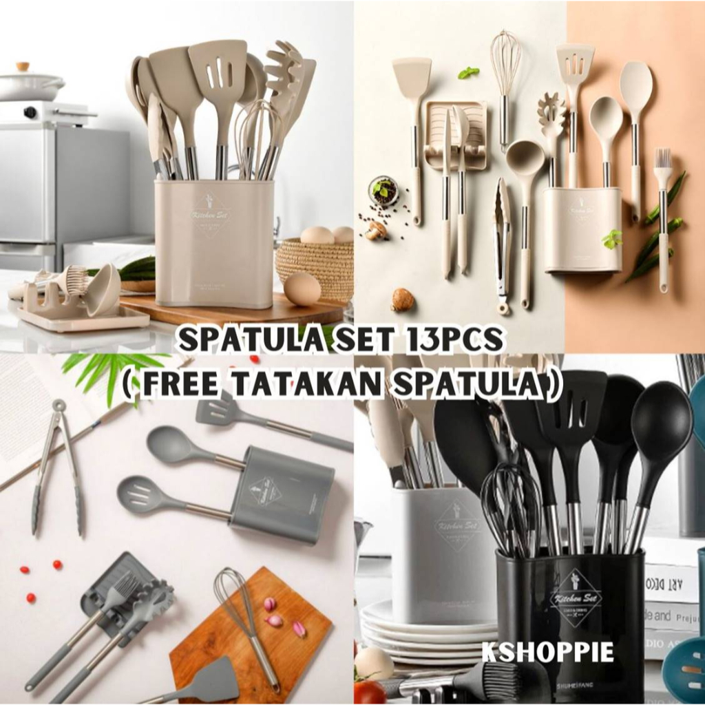 Jual Square Bucket Utensil Set 13pcs silicone utensil set KITCHEN SET ...