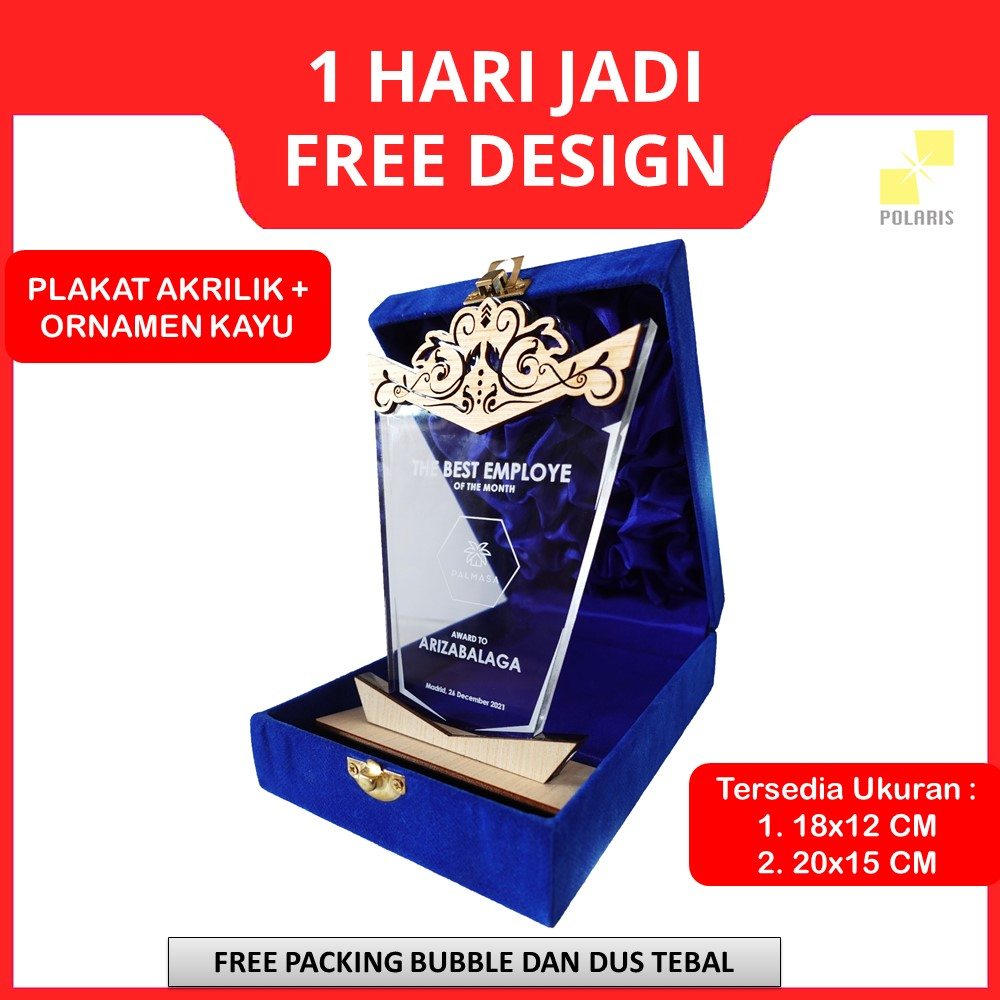 Jual PLAKAT AKRILIK ORNAMEN KAYU UNIK + BOX TROPHY ACRYLIC CUSTOM ...