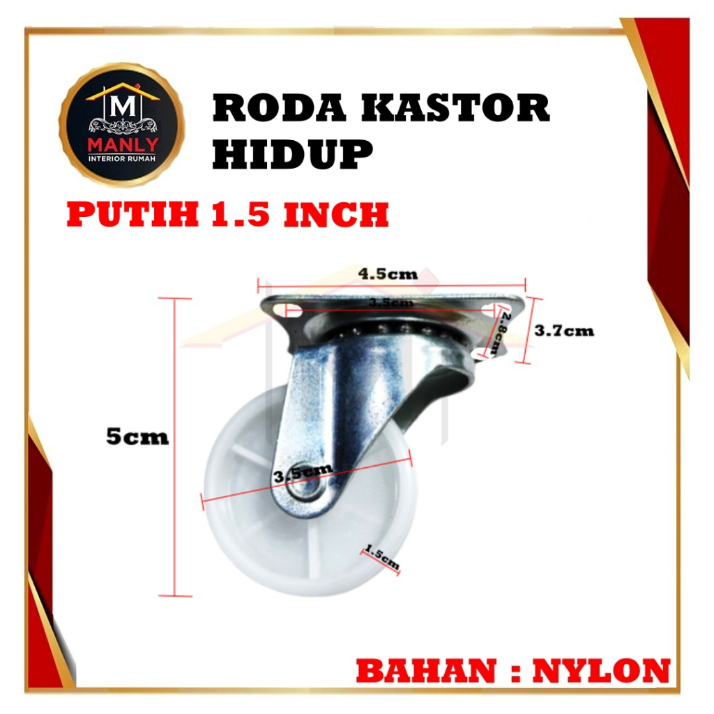 Jual Roda Kastor Lemari 1.5 Inch Hidup, Mati, Hidup+Rem Roda Kastor ...
