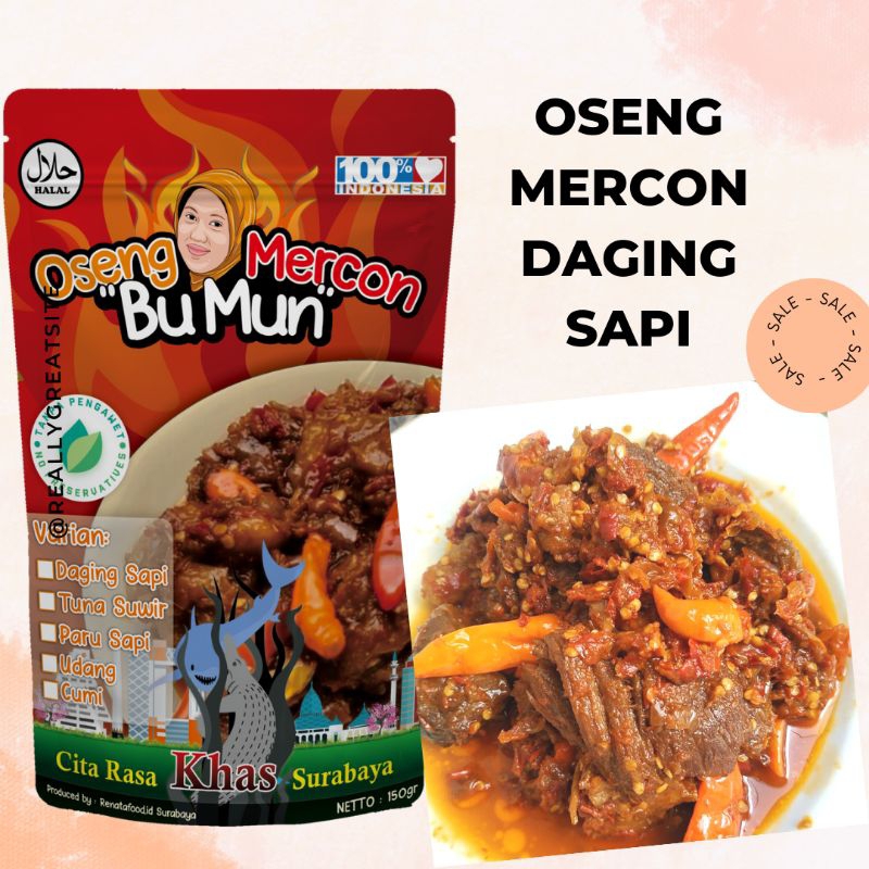 Jual OSENG MERCON BU MUN /cumi/paru/daging sapi/tuna suwir/udang ...