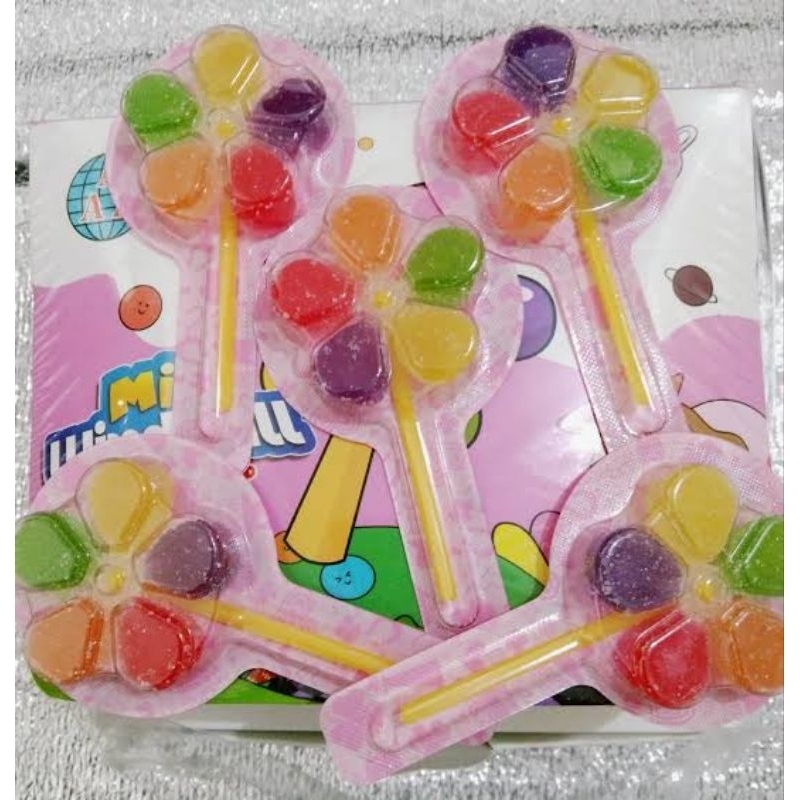 Jual Permen gummy / Jelly Lollipop Mini Windmill bentuk kipas Isi 30 ...