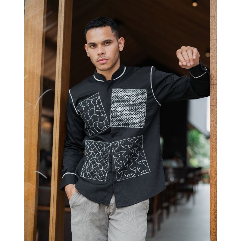 Jual Kemeja Bordir Pria NUC.ID Genta 01 (Hitam) | Shopee Indonesia