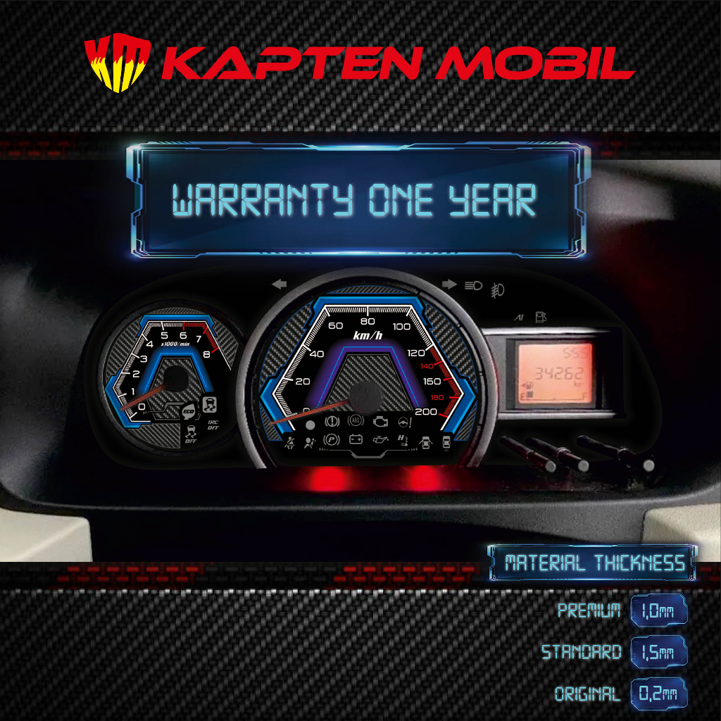Jual Custom Panel Speedometer Mobil Calya/Sigra GT Series Blue | Shopee ...