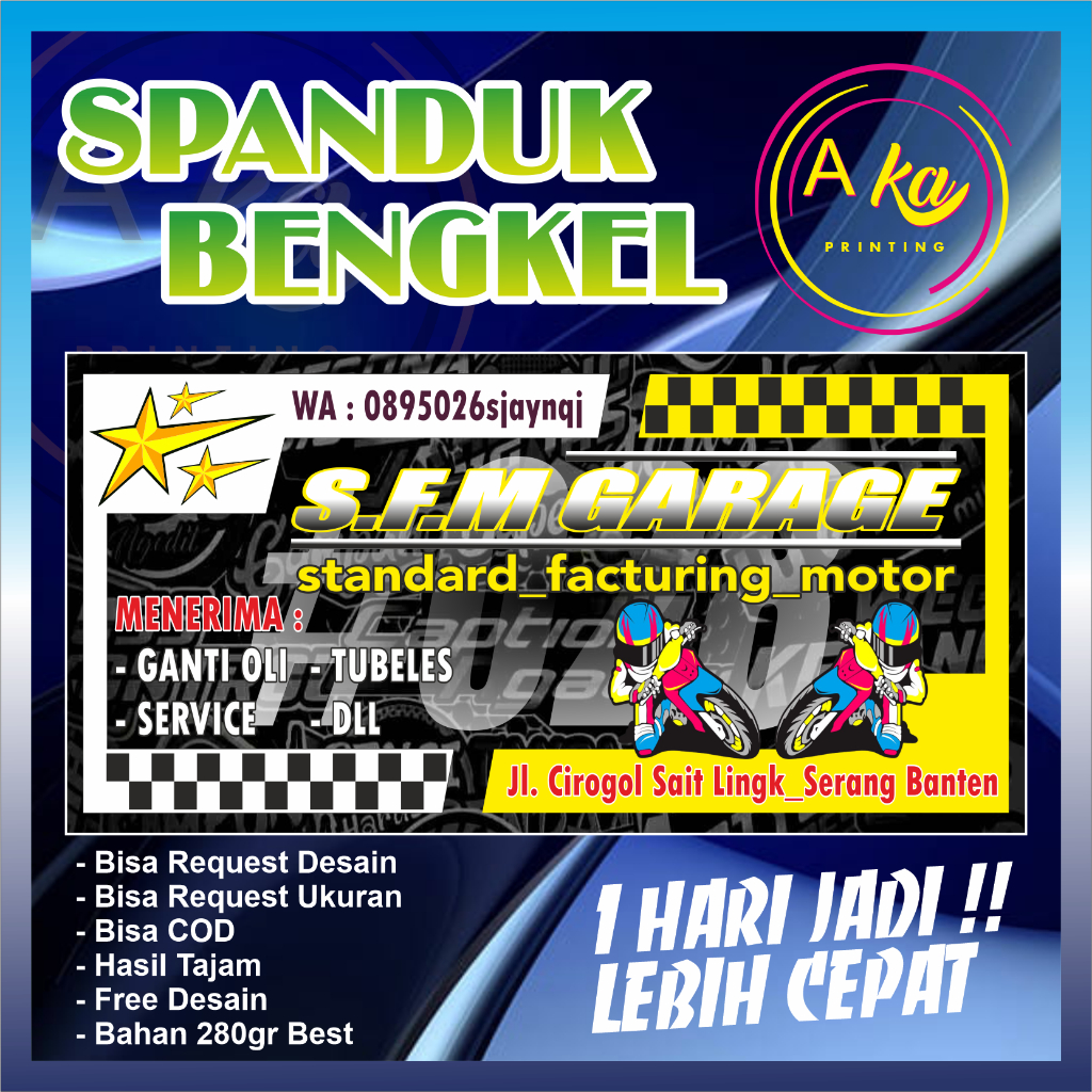 Jual AKA PRINTING/cetak spanduk/cetak banner bengkel/spanduk racing ...