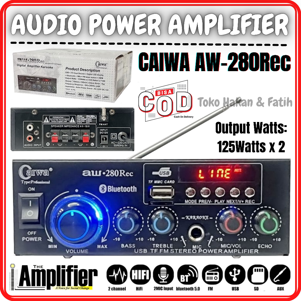 Jual Amplifier Mini Bluetooth Caiwa AW-280Rec Bass Trable Streo Karaoke ...