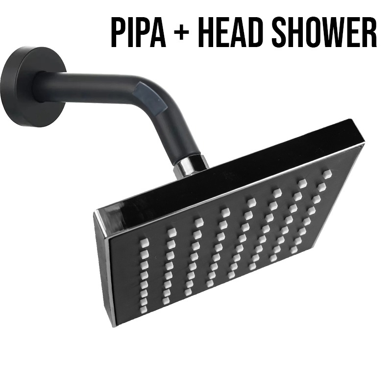 Jual Homeneeds Kepala Shower Mandi Bentuk Kotak Hitam / Head Shower DP ...