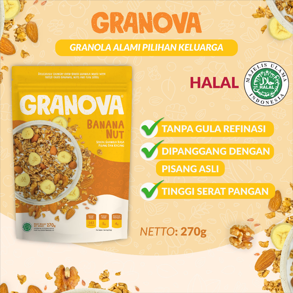 Jual Granova - Granola Banana Nut (Pisang & Kacang) 100gr / 270gr ...