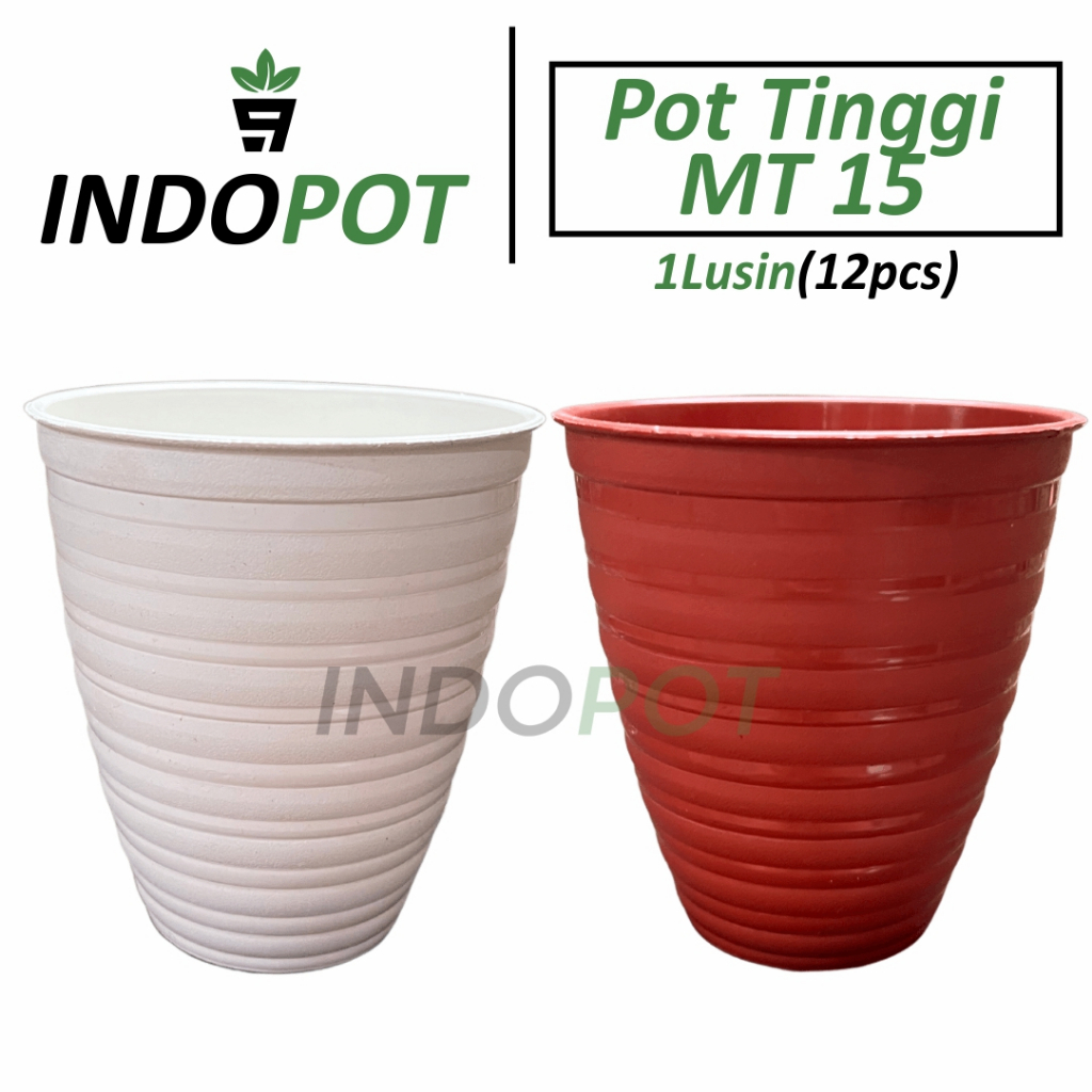 Jual (12Pcs) Pot MT 15 Tinggi Warna Merah Putih Pot Bunga Tanaman Hias ...