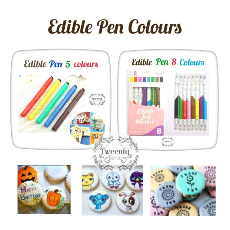 Jual Edible Pen 5 colours food writer 8 warna colouring marker pena ...