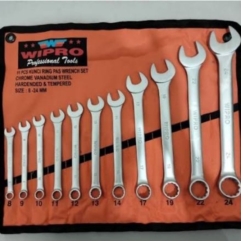 Jual Wipro Kunci Ringpas Set 11pcs 8-24mm Ring Pas Kombinasi Wrench ...
