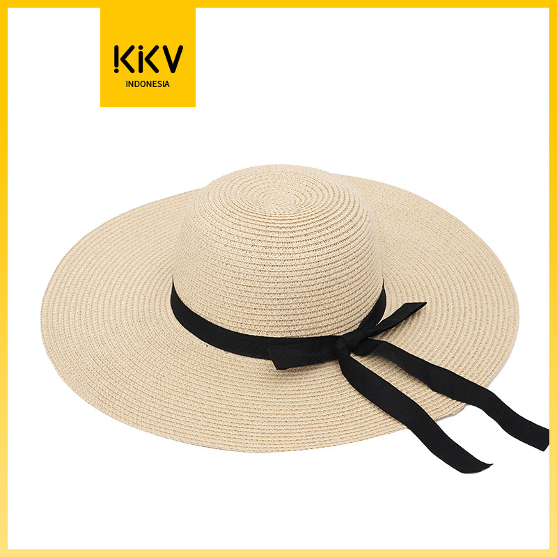 Jual KKV dasi kupu-kupu topi bowler Straw Hat Topi Pantai Wanita Jerami Super Lebar /beach hats ...