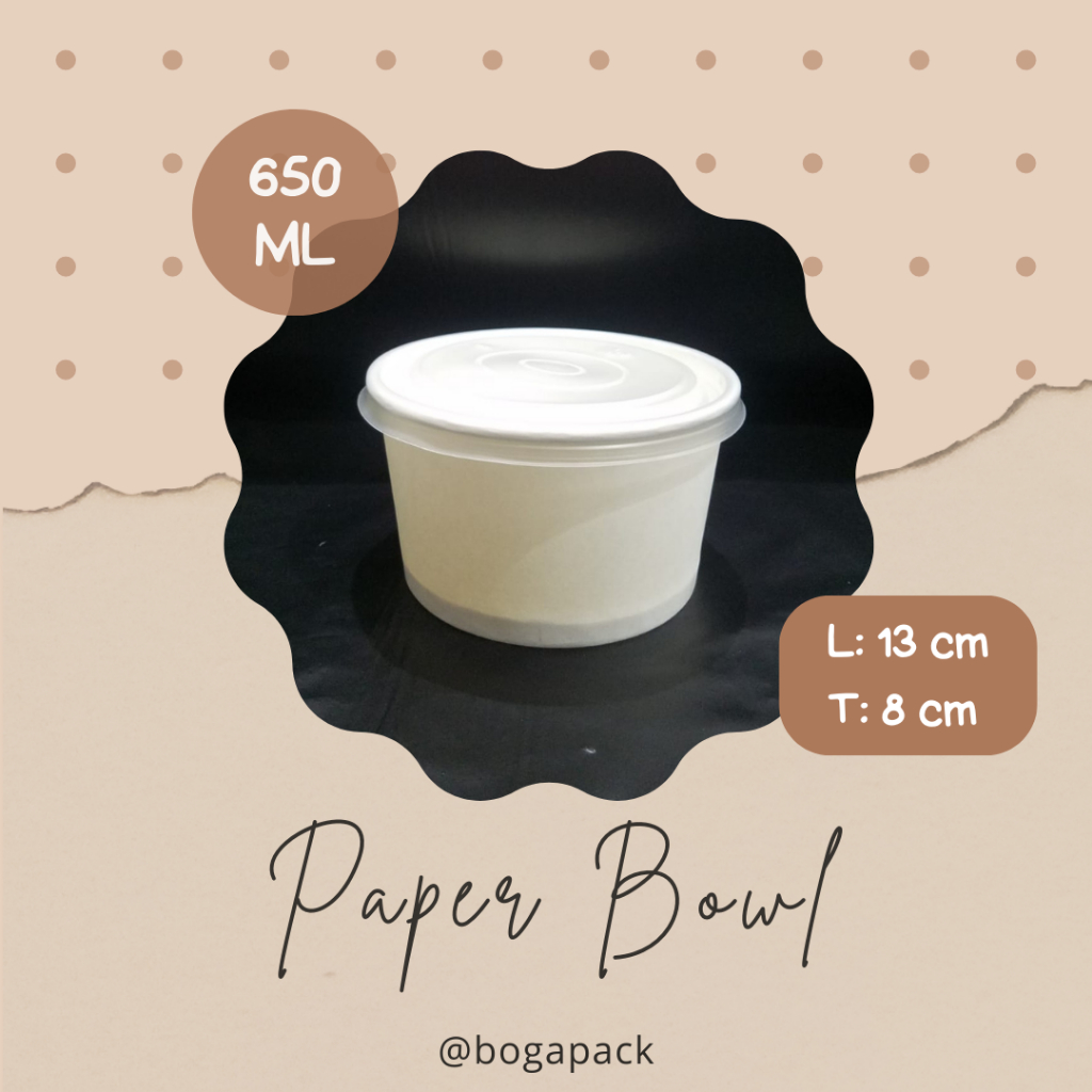 Jual Paper Bowl 650ml Putih Nesto / Paper Bowl / Paper Bowl 22oz ...