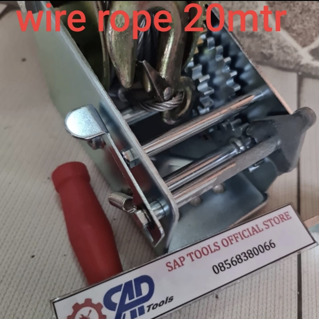 Jual hand winch 3500lbs katrol sling baja 1500kg wire rope winch ...